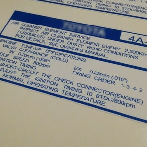 4A-GE - Engine Decal - Fits 4AGE AE86 - Reproduction Decals / Sticker ...