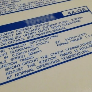 4A-GE - Engine Decal - Fits 4AGE AE86 - Reproduction Decals / Sticker ...