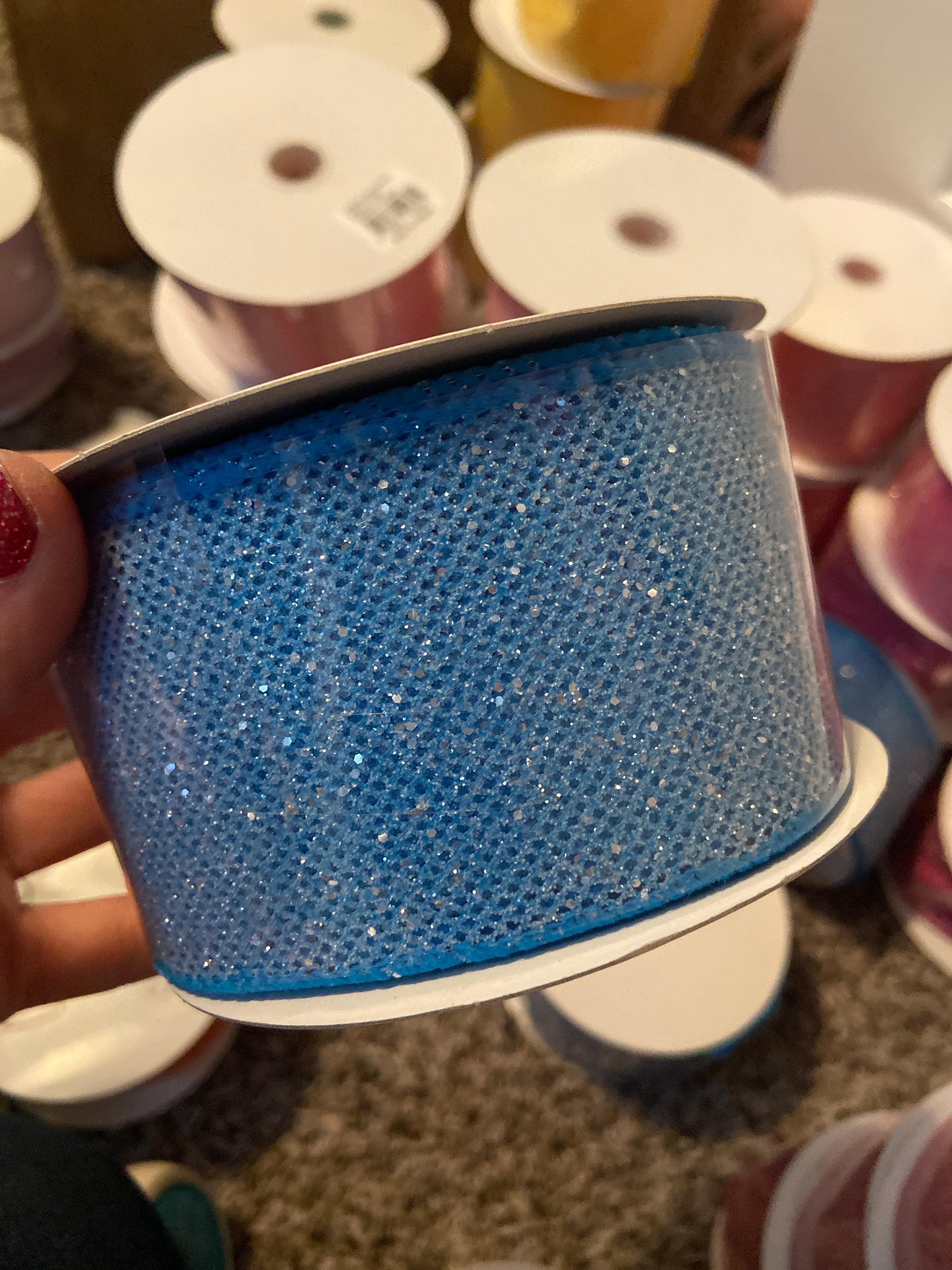 Red Mesh Glitter Ribbon - Etsy