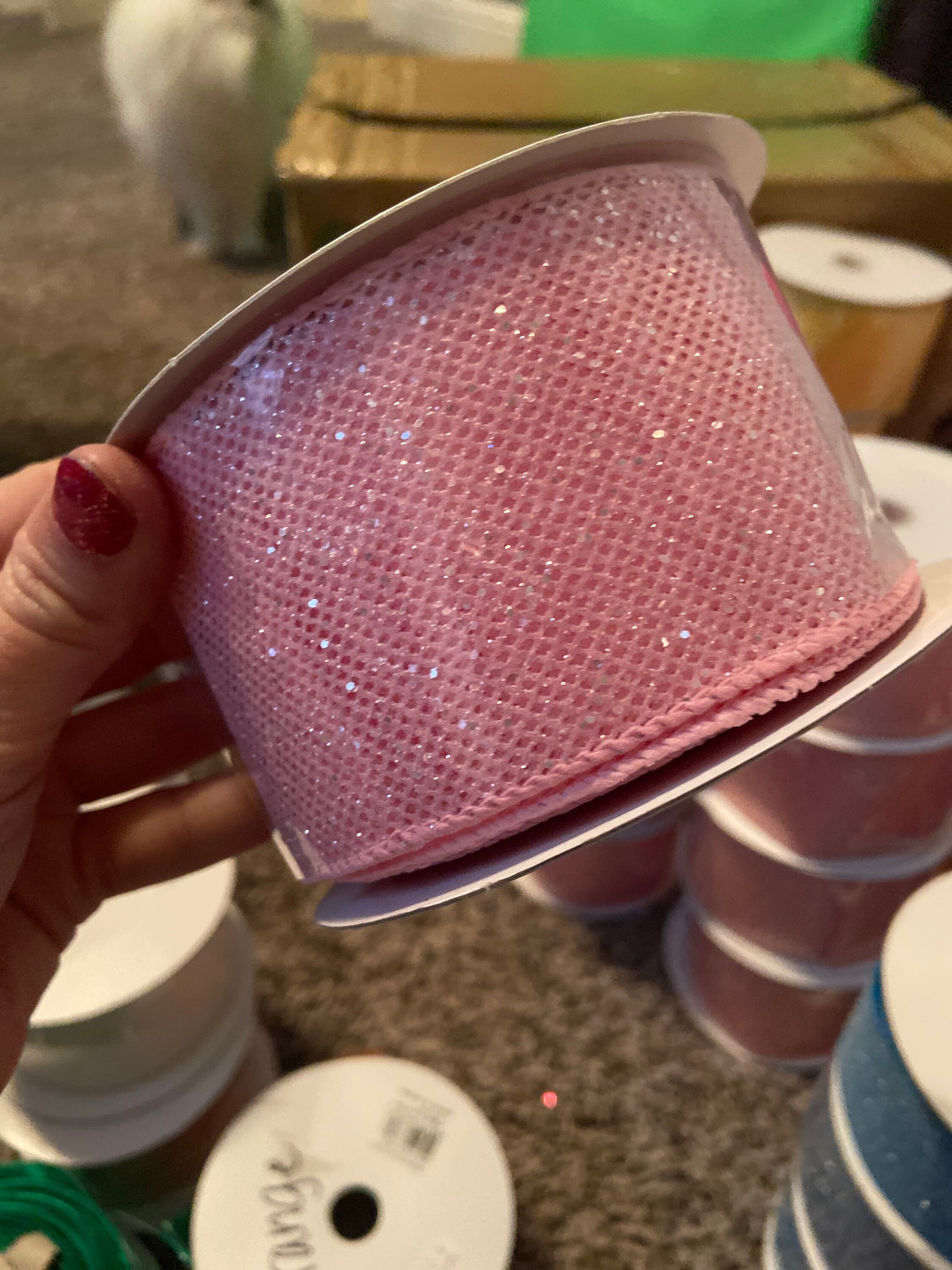 Red Mesh Glitter Ribbon - Etsy