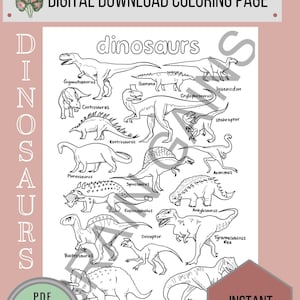 Dinosaur Species Digital Download Printable - Etsy
