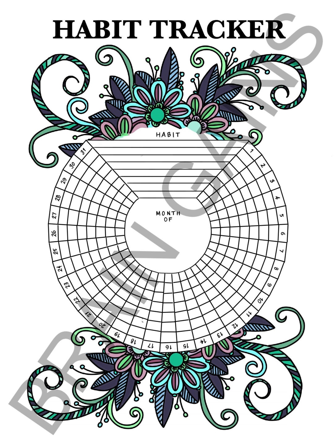 Blue Henna Habit Tracker Digital Download Printable - Etsy