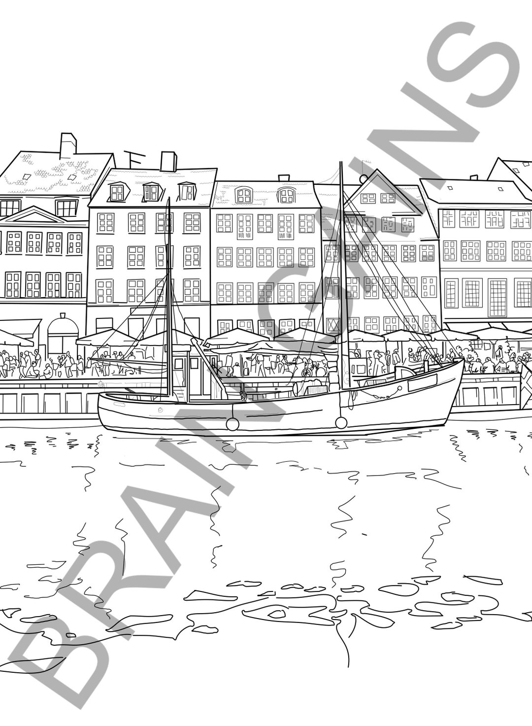 Copenhagen Denmark Coloring Page Digital Download Printable (cities ...