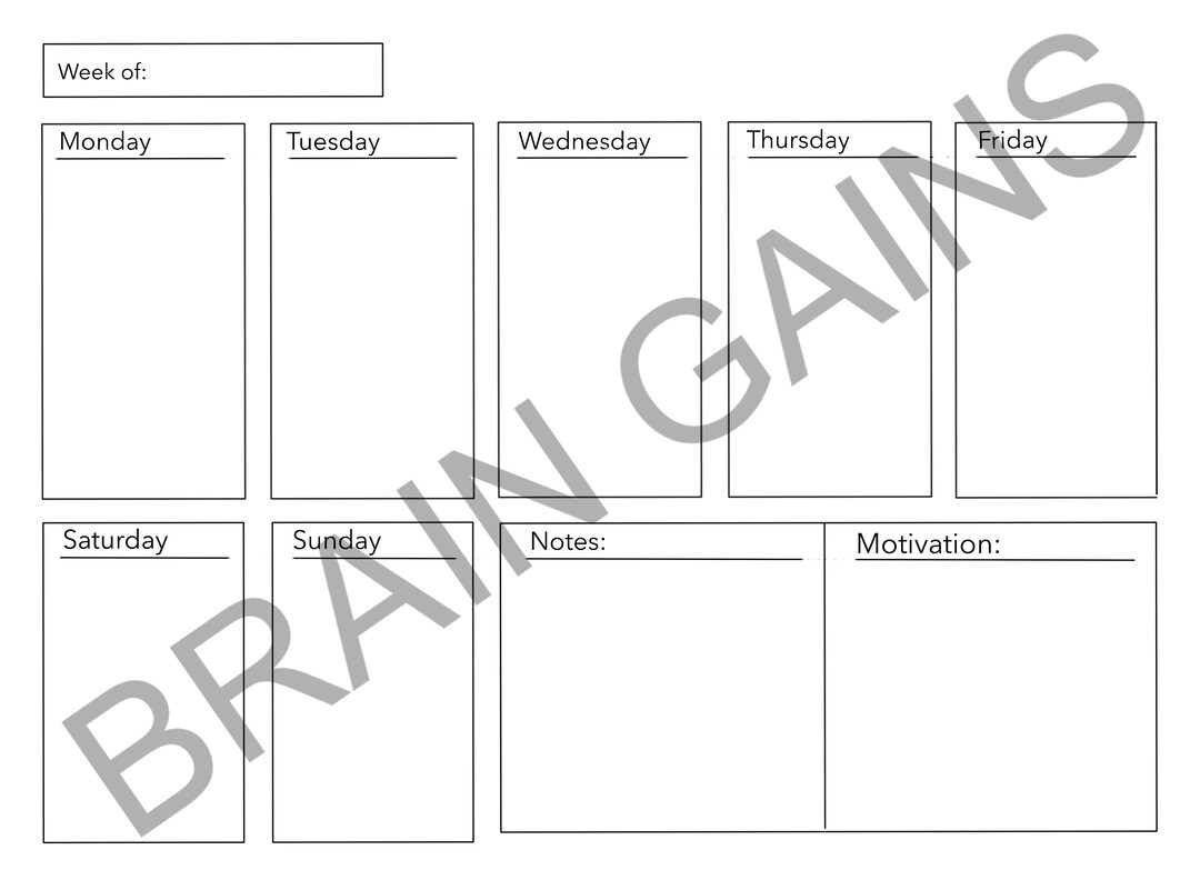 Minimalist Weekly Calendar & Planner Black and White Digital Download ...
