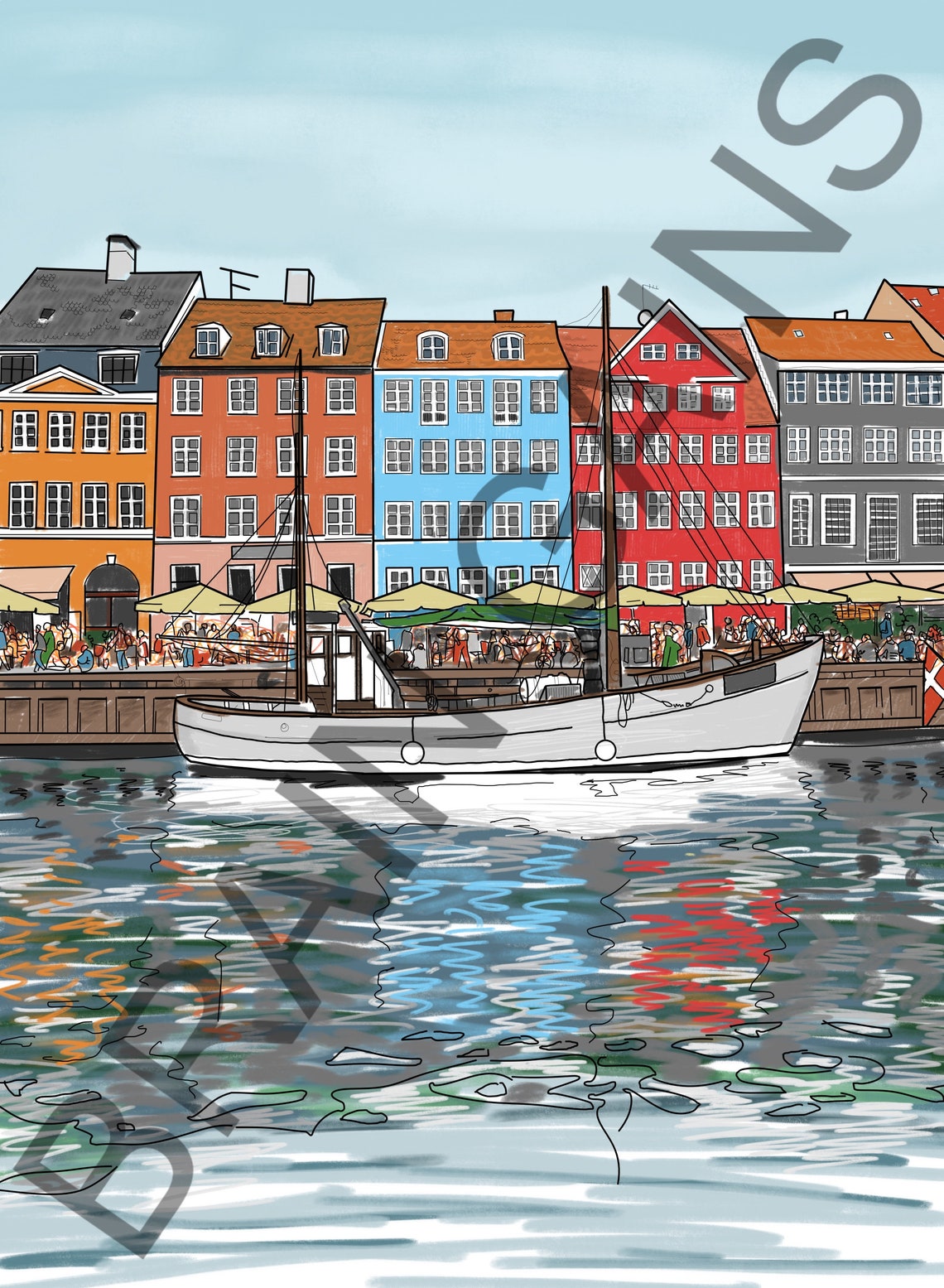 Copenhagen Denmark Coloring Page Digital Download Printable (cities ...