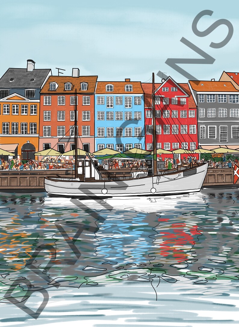 Copenhagen Denmark Coloring Page Digital Download Printable (cities ...