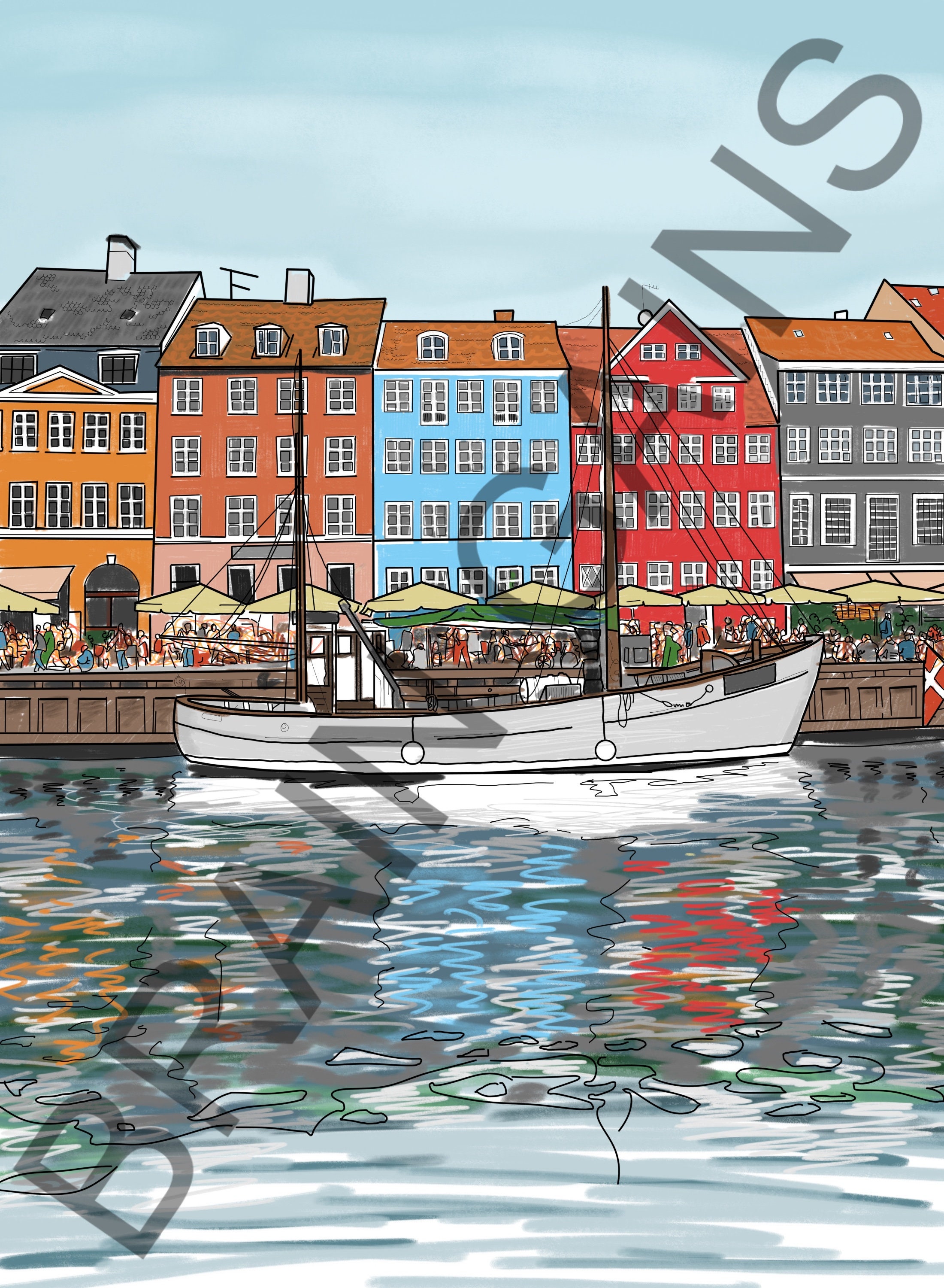 Copenhagen Denmark Coloring Page Digital Download Printable (cities ...