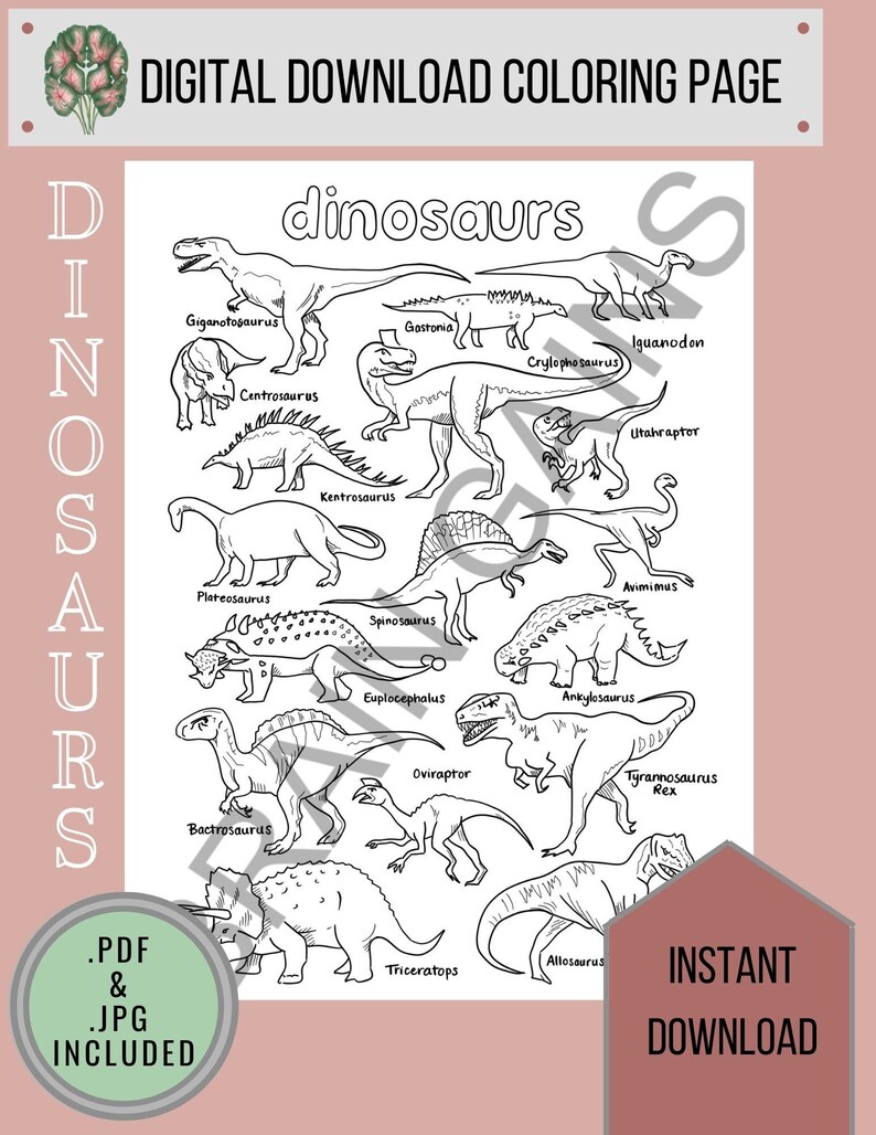 Dinosaur Species Digital Download Printable - Etsy