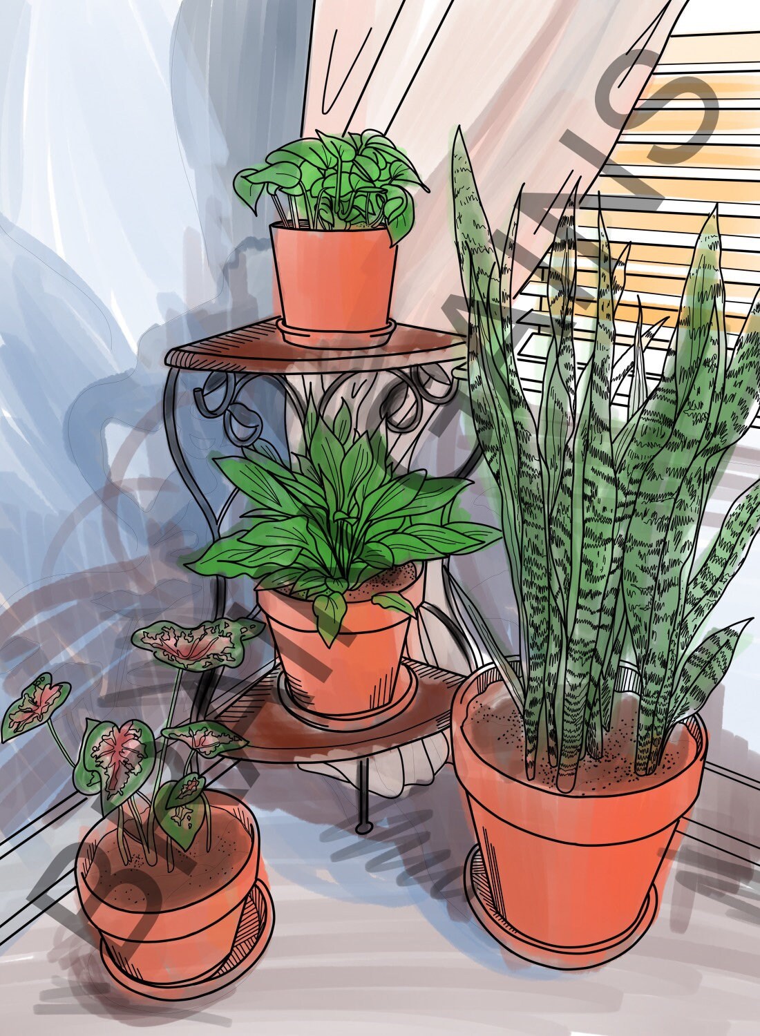 Plant Stand Coloring Page Digital Download Printable (plant Life) - Etsy