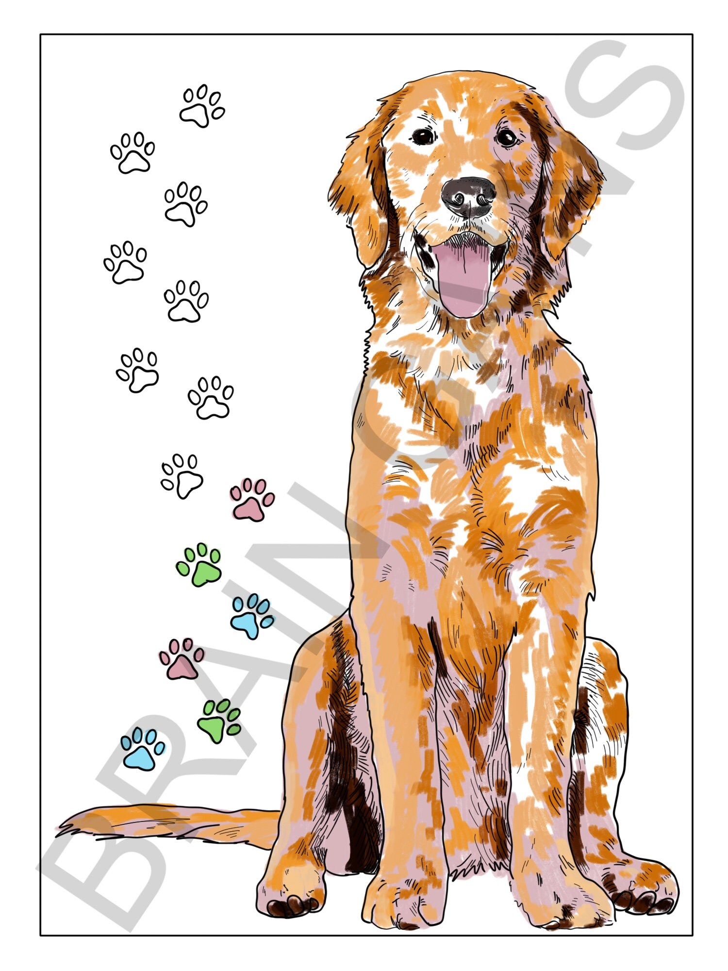 Golden Retriever Coloring Page Digital Download Printable - Etsy