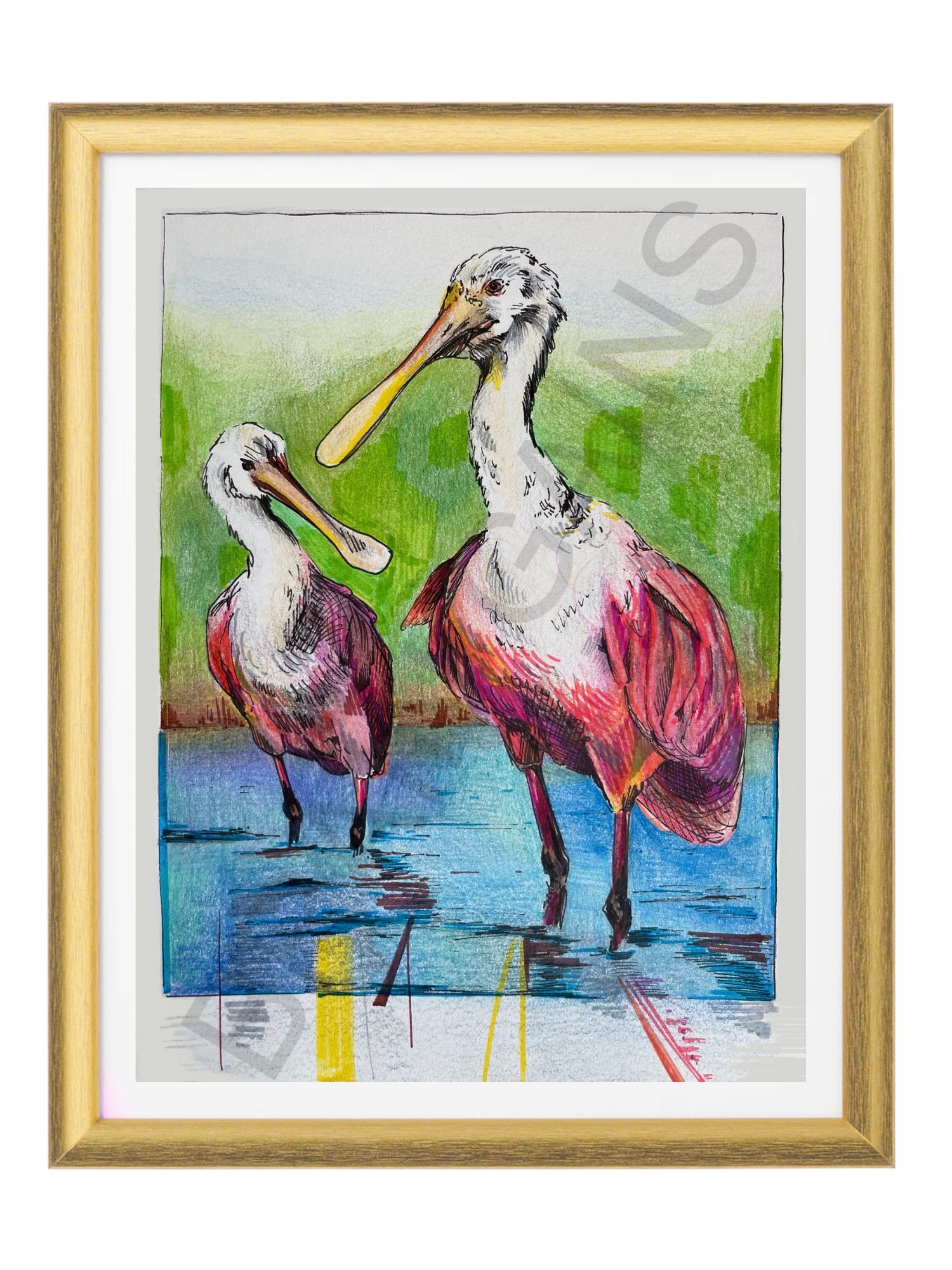 Spoonbill Bird Wall Art Digital Download Printable - Etsy