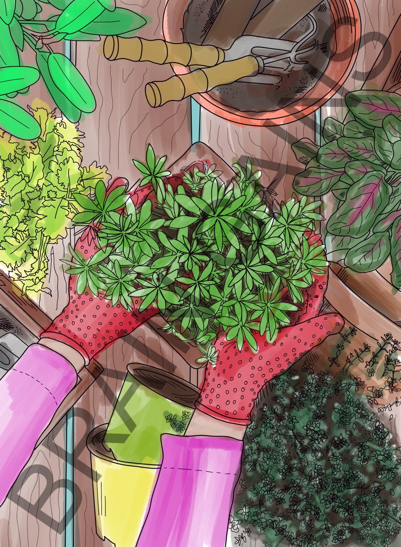 Gardening Coloring Page Digital Download Printable - Etsy