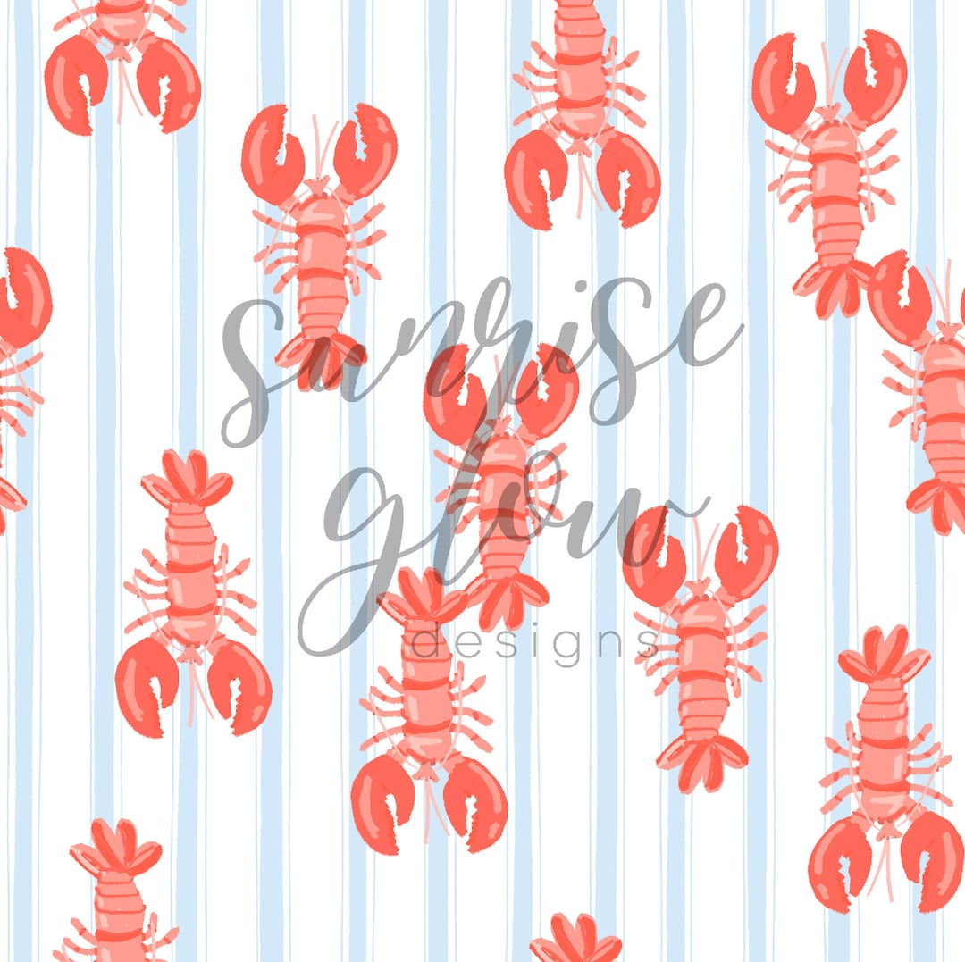 Lobster Sea Life Sun Sea Beach Fish Stripes Cute Boho Summer Surface ...