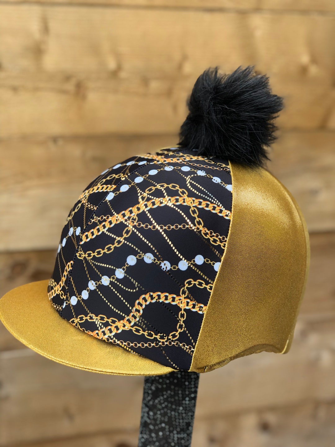 Horse Riding Hat Silk Cover Gold Sparkly Chains - Etsy