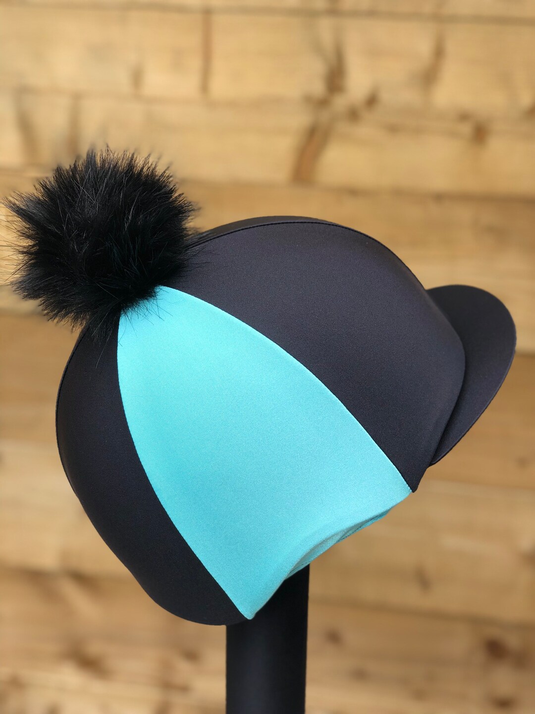 Horse Riding Hat Silk Black and Azure. Skull Cap or Pocket Peak ...