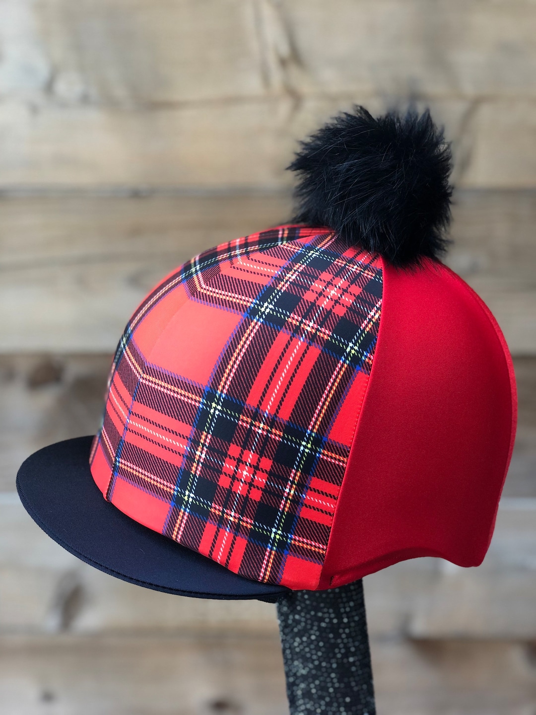Horse Riding Hat Silk Tartan Red Front Red Base . Skull Cap or Pocket ...
