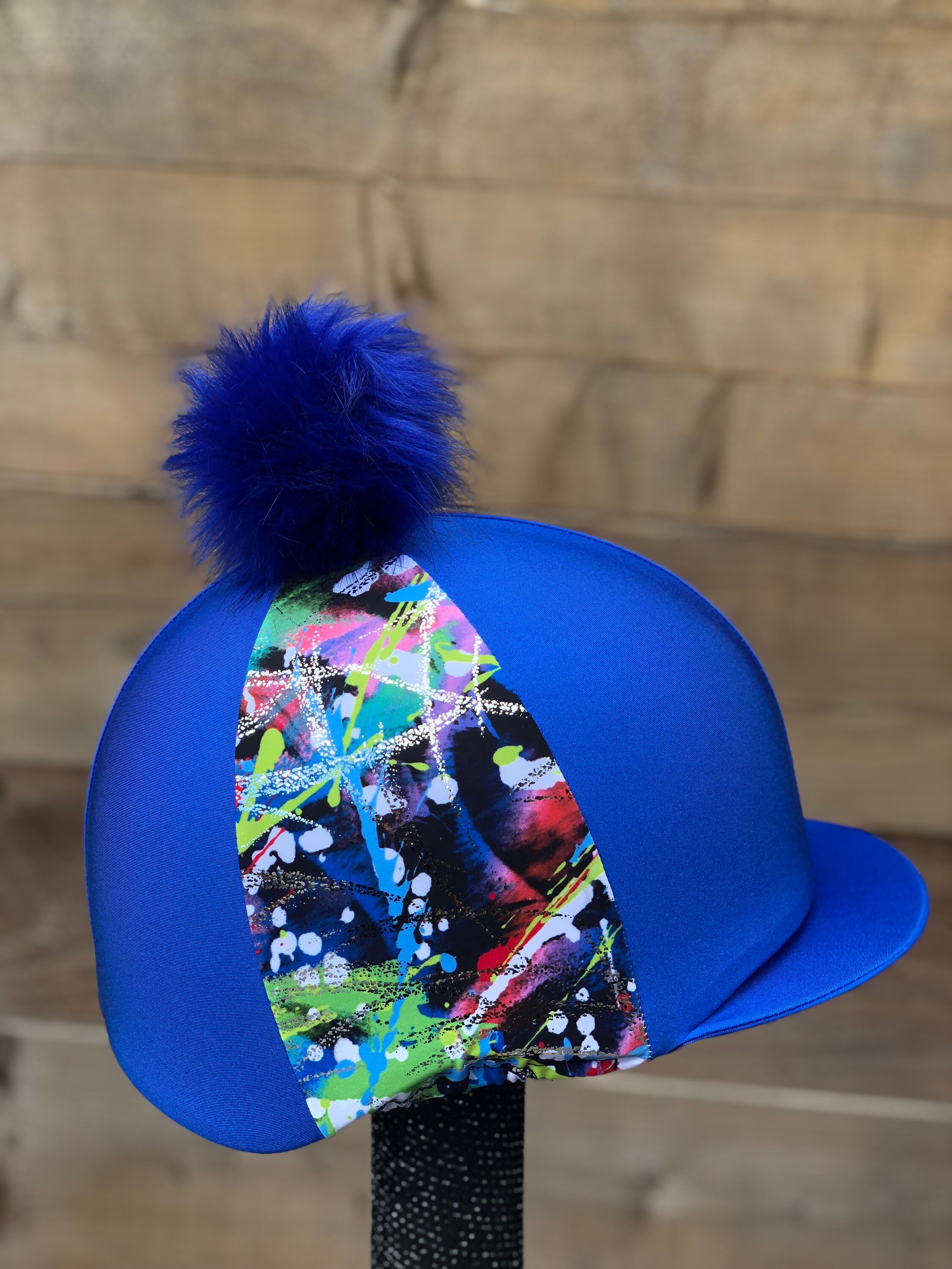 Horse Riding Hat Silk Paint Splash and Royal Blue Base .skull Cap or ...