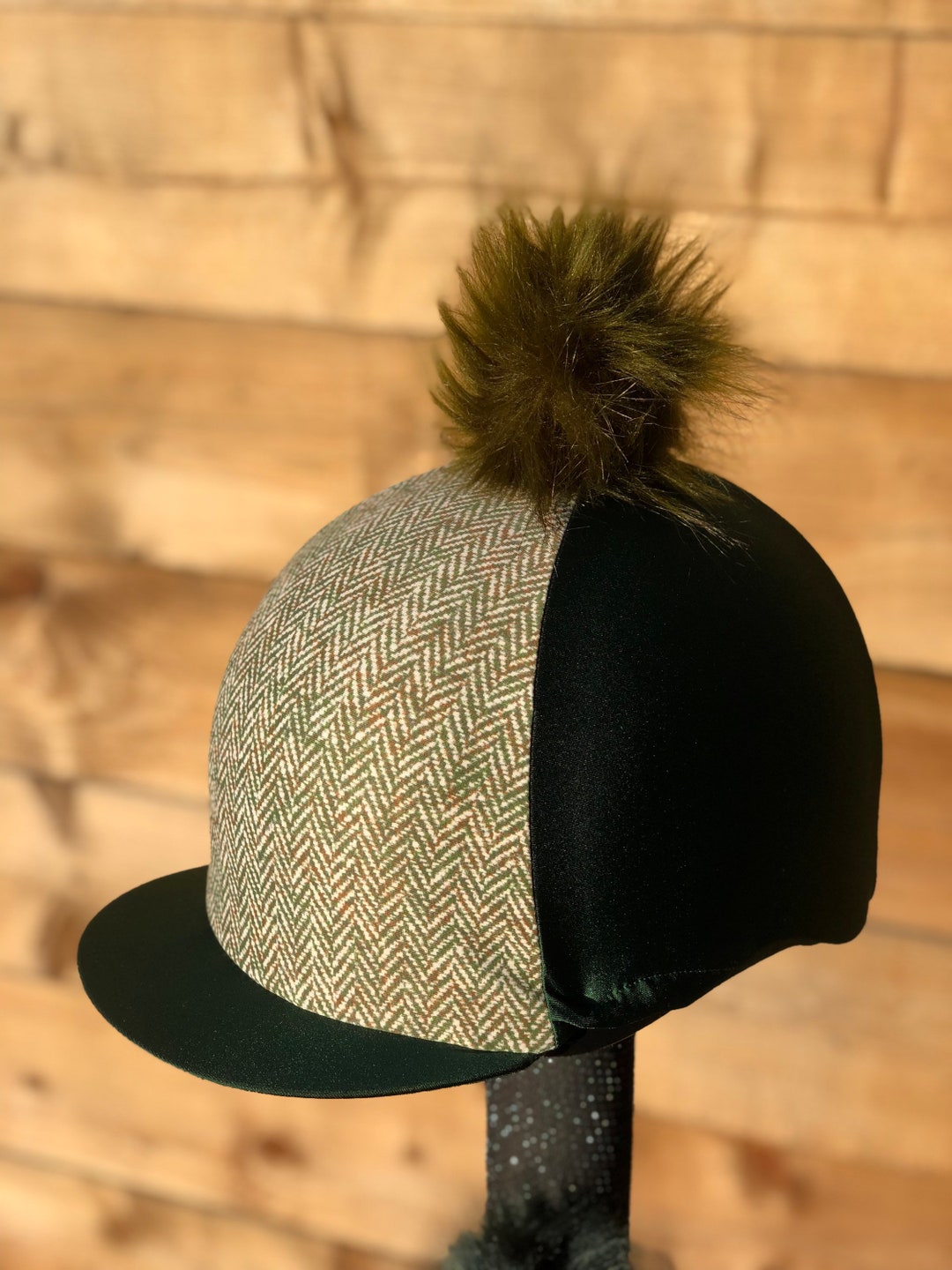 Riding Hat Silk Moss Tweed Hunter Green . Skull Cap or Pocket Peak ...