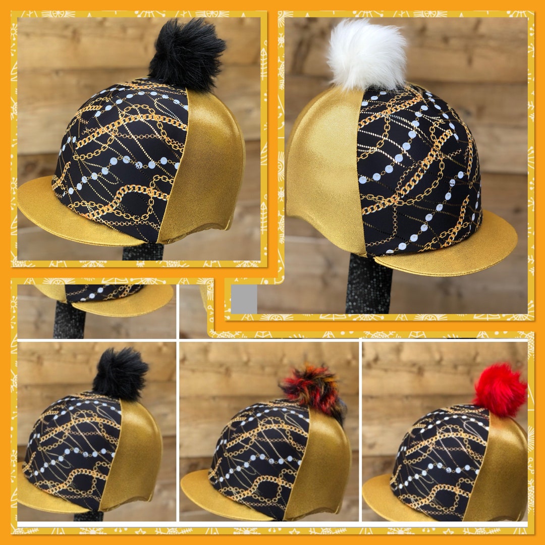 Horse Riding Hat Silk Cover Gold Sparkly Chains - Etsy