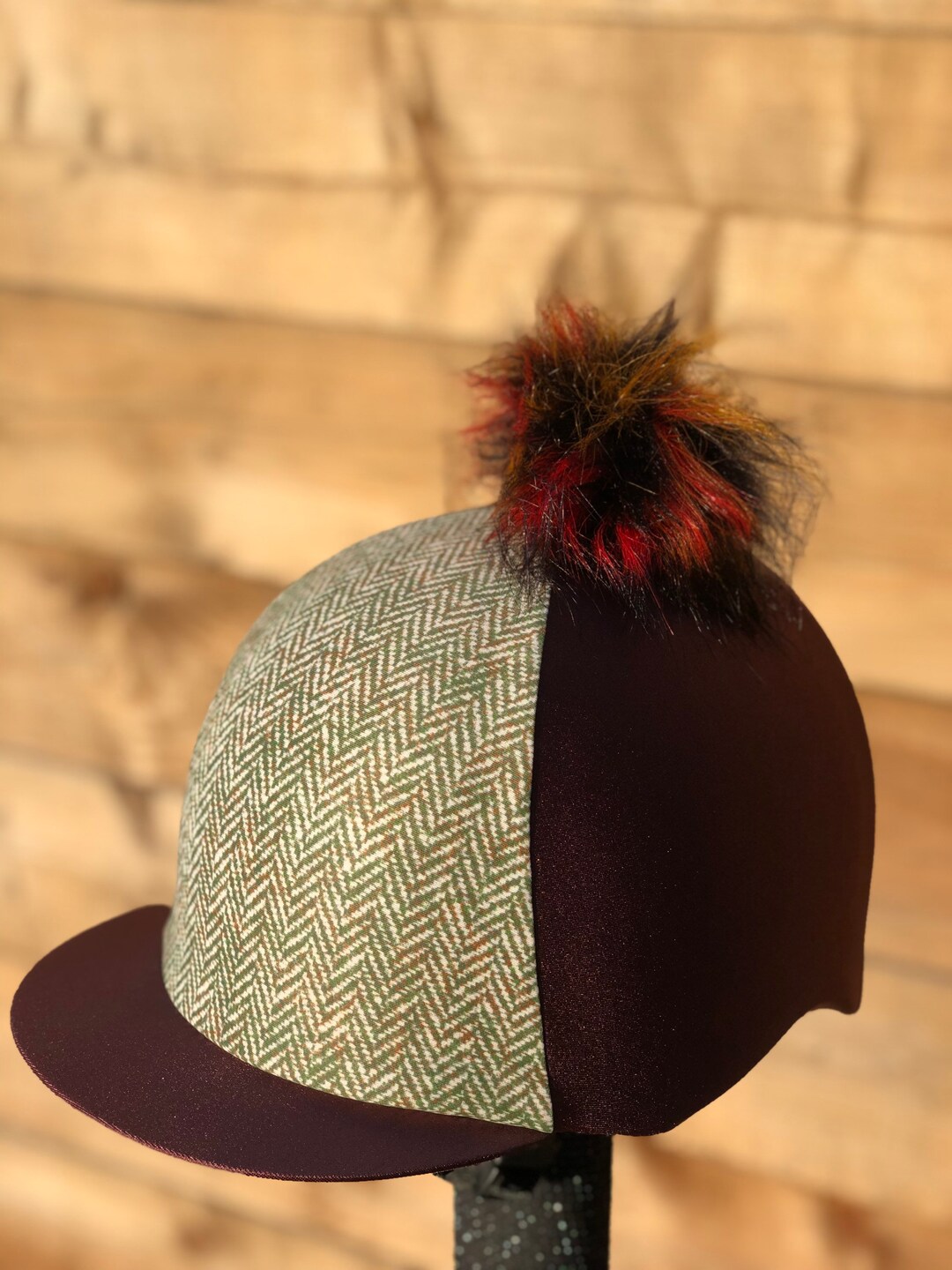Tweed Horse Riding Hat Silk Cover: Moss & Chocolate Brown - Etsy
