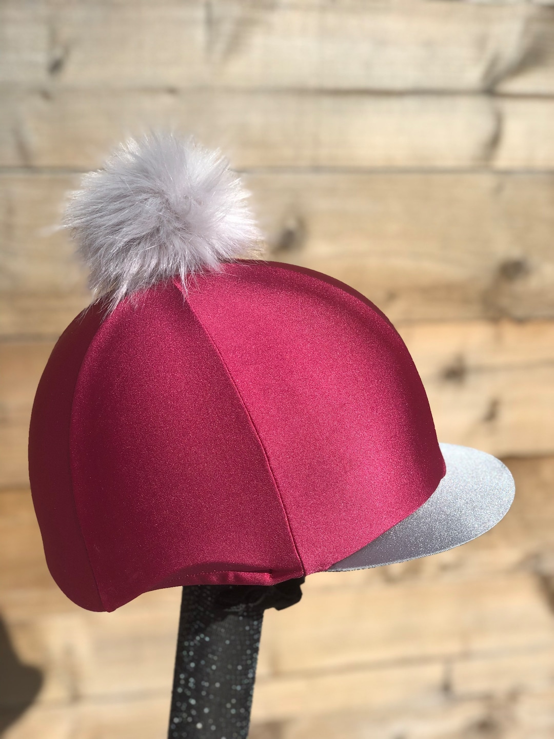 Horse Riding Hat Silk Cover French Rose. Pom Skull Cap or Pocket Peak ...