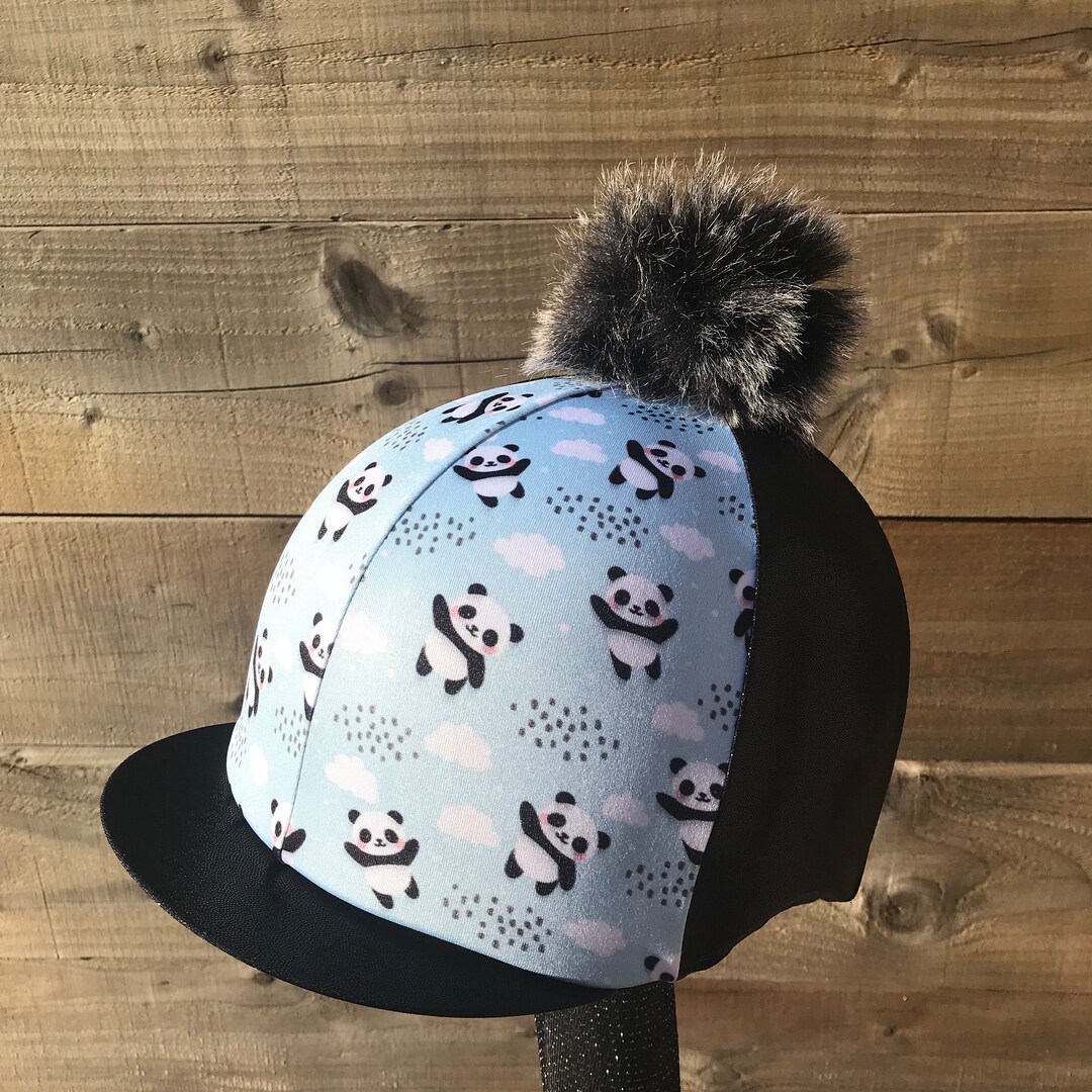 Horse Riding Hat Silk Panda . Skull Cap or Pocket Peak Available. - Etsy