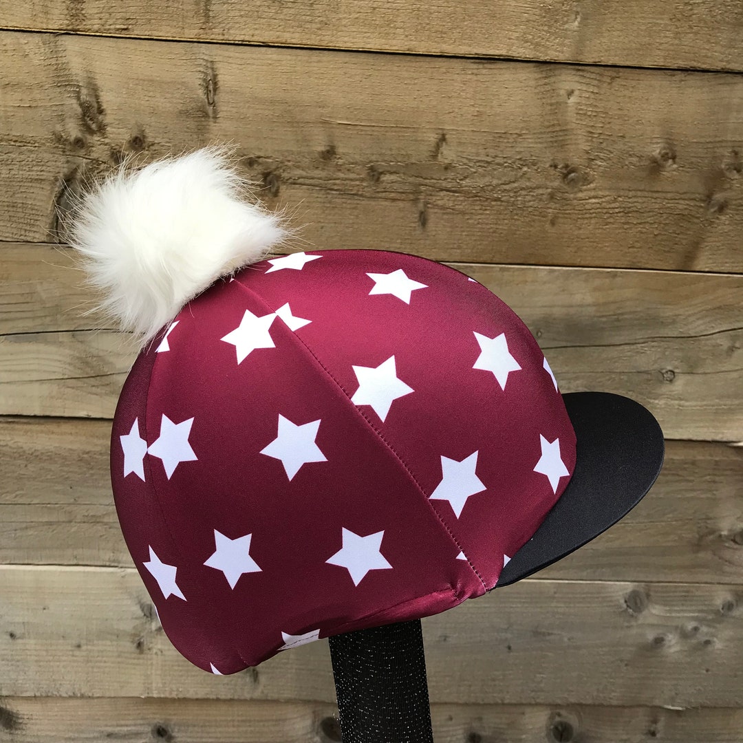 Horse Riding Hat Silk Stars Burgundy Skull Cap or Pocket Peak Available ...