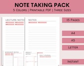 Note Taking Pack Printable Note Pages Student Note Bundle - Etsy Canada