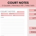 Court Notes, Printable Court Record, Custody Note Keeping, Court ...