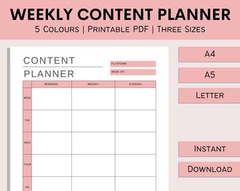 Weekly Content Planner - Etsy