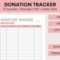 Donation Log Printable PDF | Sponsors Tracker | Donation Chart ...