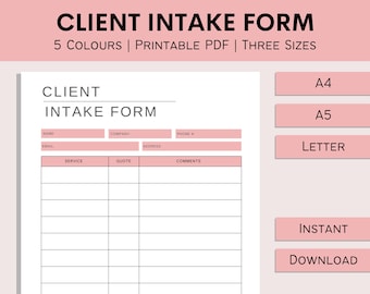 client intake form sheet