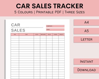 Car Sales Log Book - Etsy