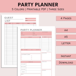 Party Planner | Printable Birthday Party Plan | Event Tracker Sheet ...