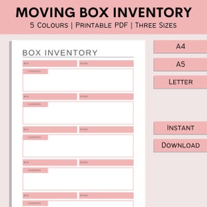 Moving Box Inventory | Box Contents List | Moving House Planner ...