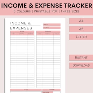 Income & Expense Tracker | Small Business Expense Log | Business Organizer | Budget Overview ...
