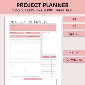 Project Planner | Printable School Project | Group Task Checklist ...