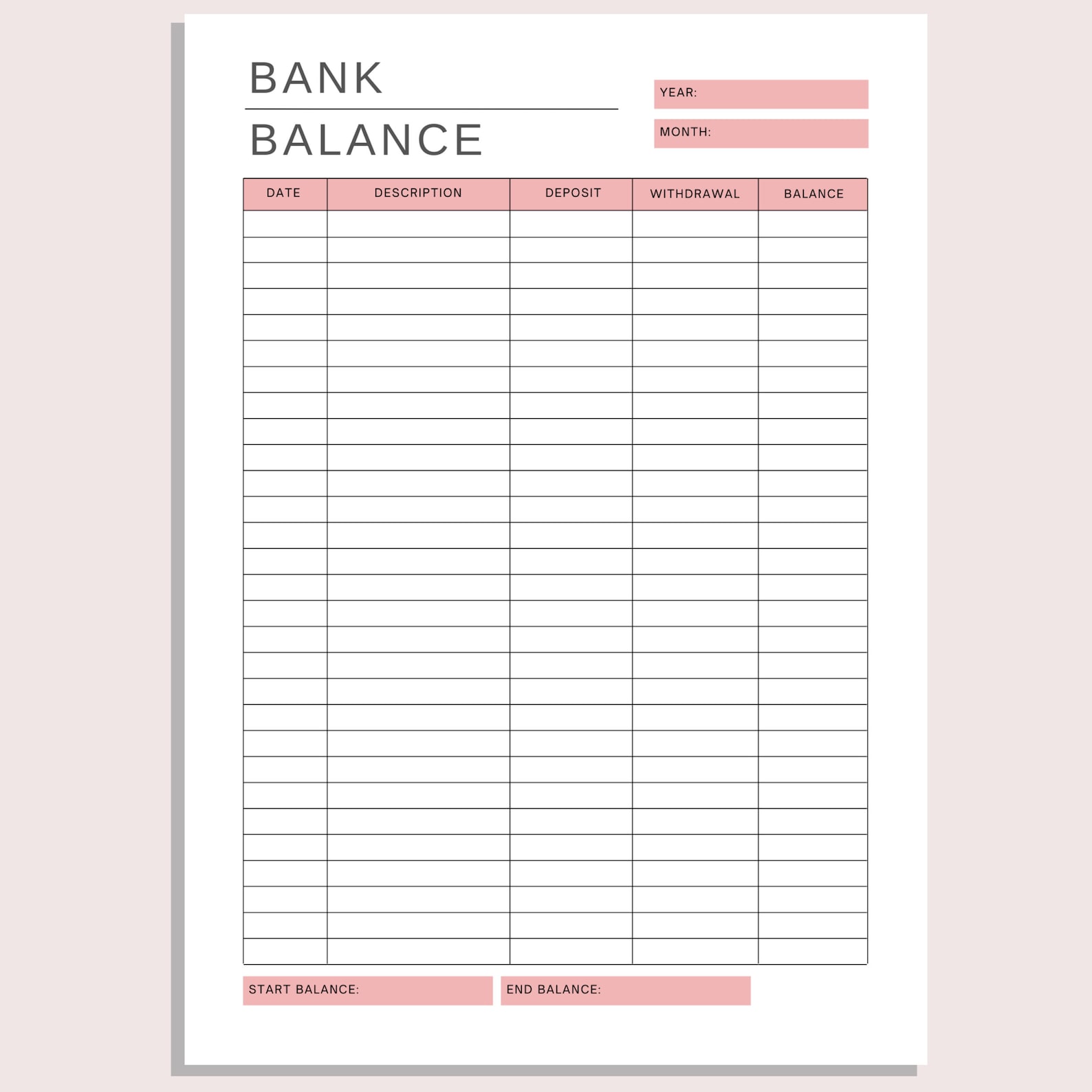 Bank Balance Sheet | Savings Tracker | Finance Log | Financial Planner ...