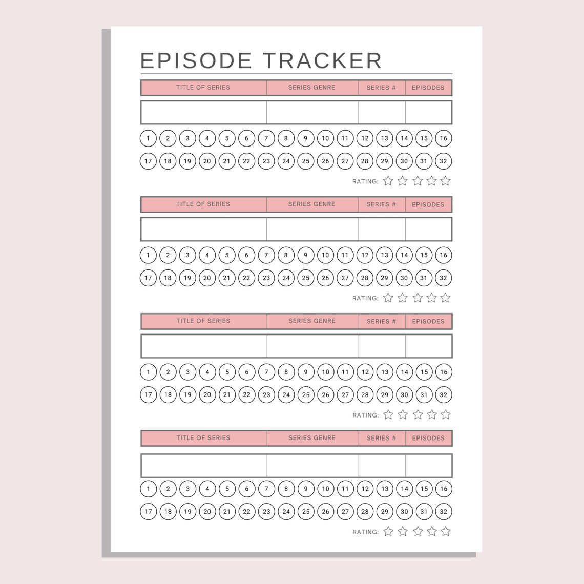 TV Series Episode Tracker | Television Journal Log | Tv Show Tracker ...