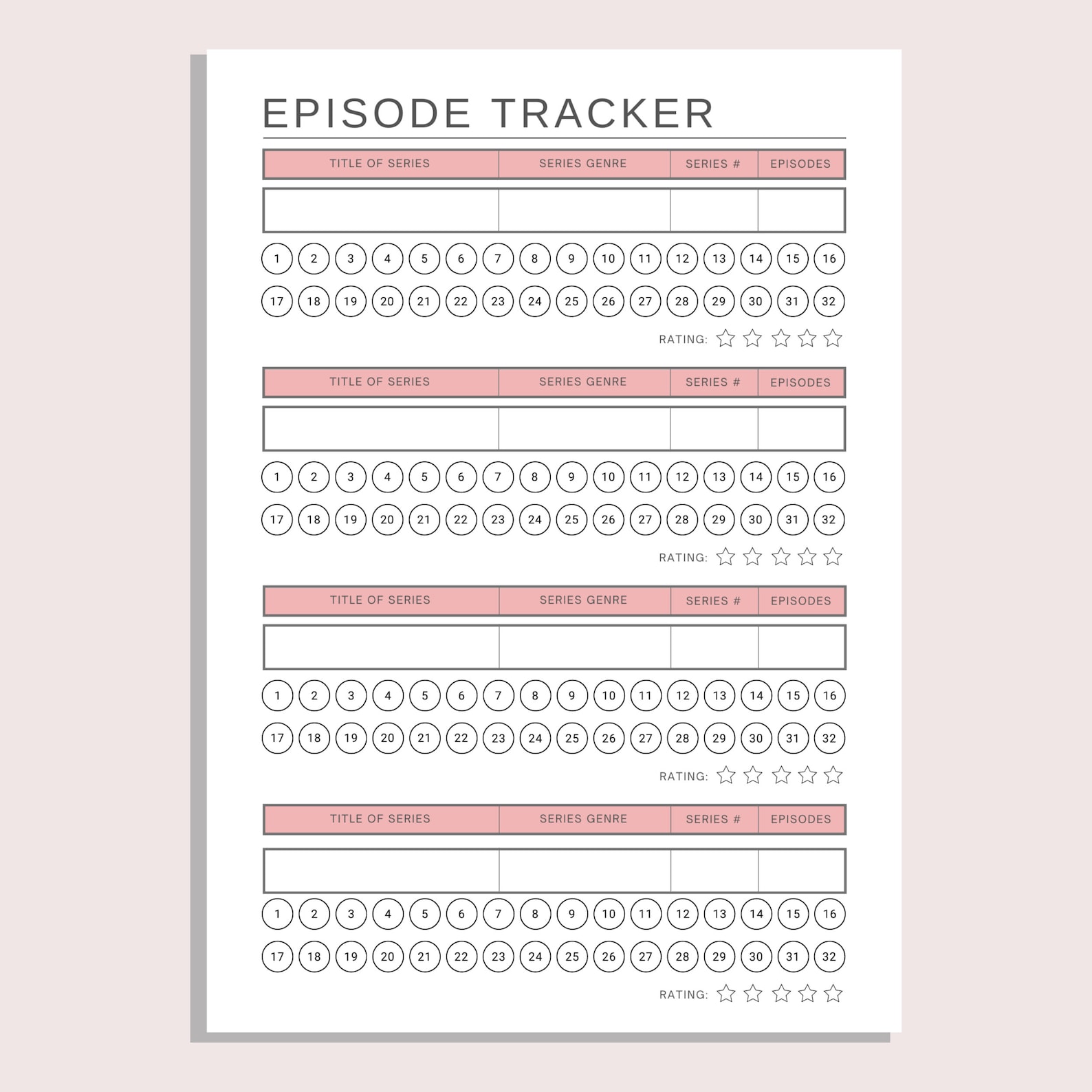 TV Series Episode Tracker | Television Journal Log | Tv Show Tracker ...