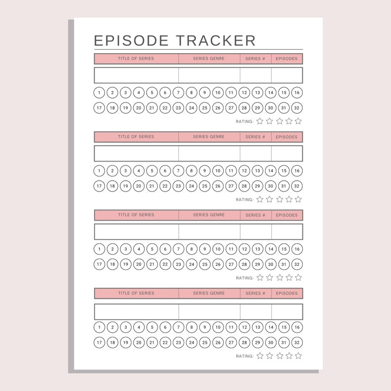 TV Series Episode Tracker | Television Journal Log | Tv Show Tracker ...