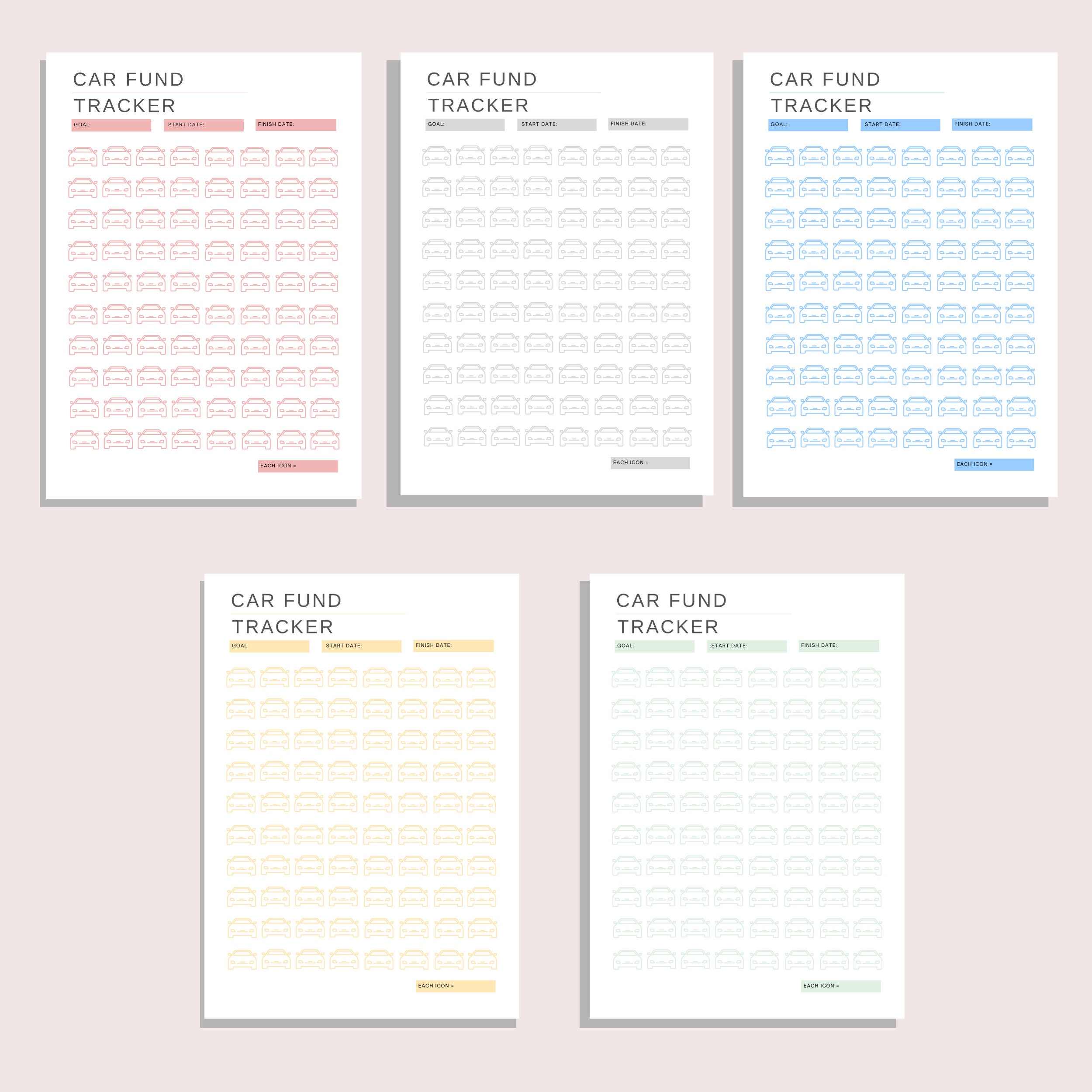 Car Fund Tracker | Printable Saving Challenge | Savings Jar Template ...