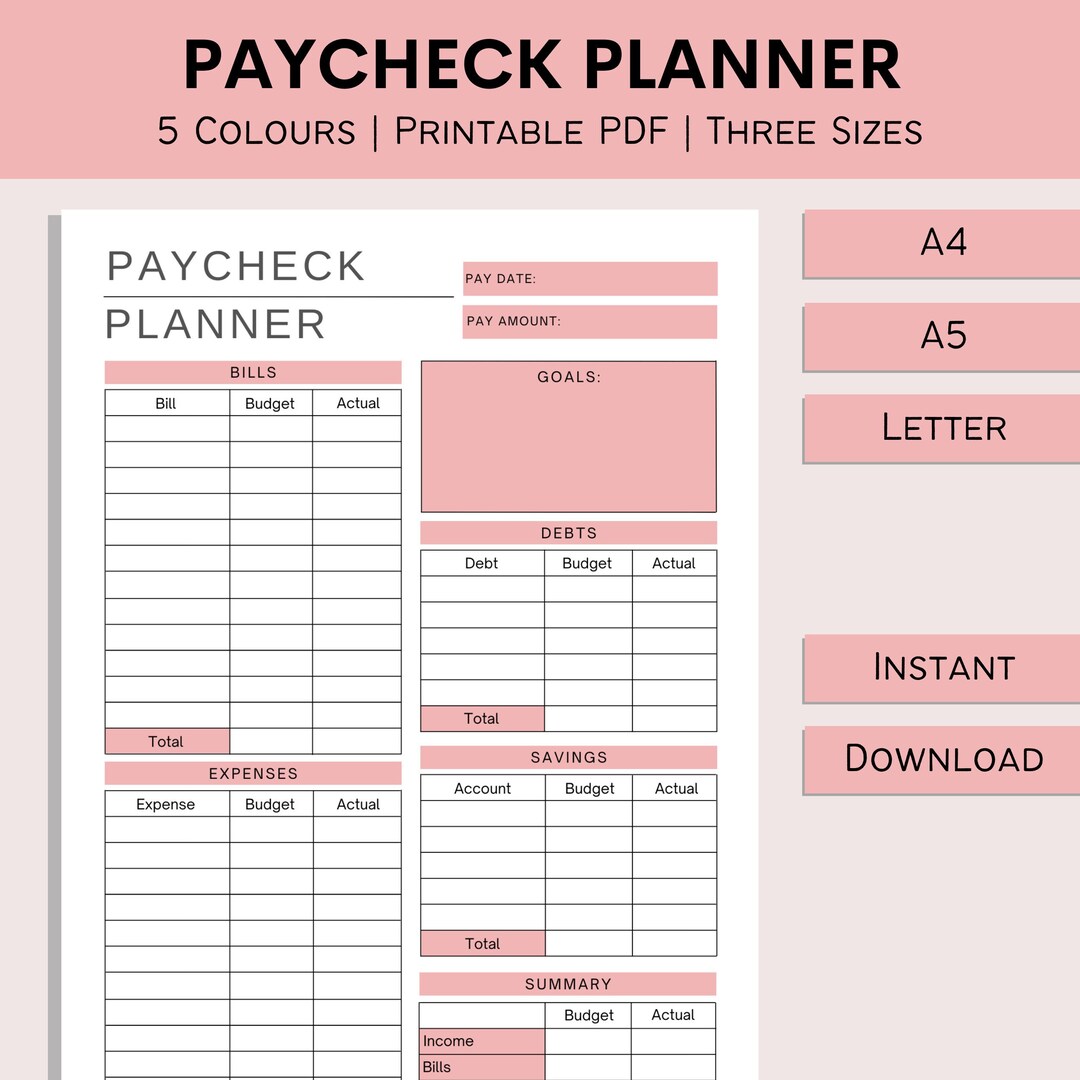 Paycheck Planner Overview, Budget Binder, Printable Paycheck Plan ...