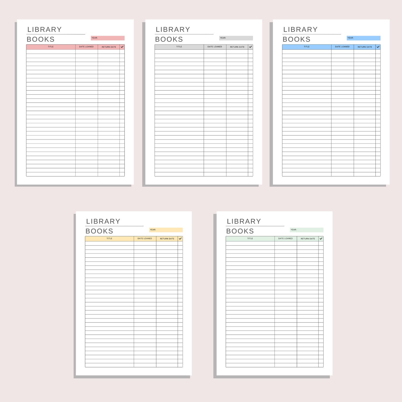 Library Book Tracker | Printable Library Planner | Book Journal ...