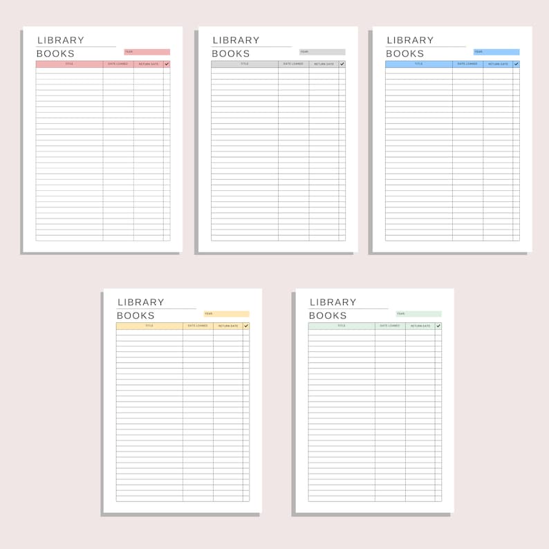 Library Book Tracker | Printable Library Planner | Book Journal ...