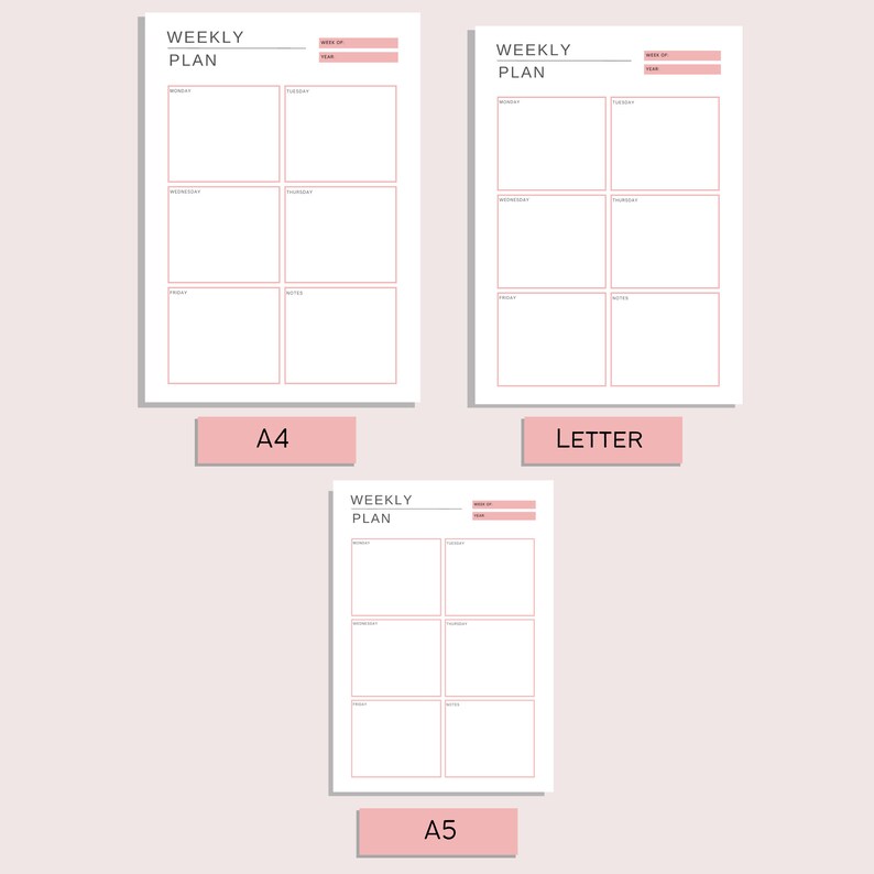 Five Day Weekly Plan | Printable Desk Organizer | Student Plan | Weekly ...