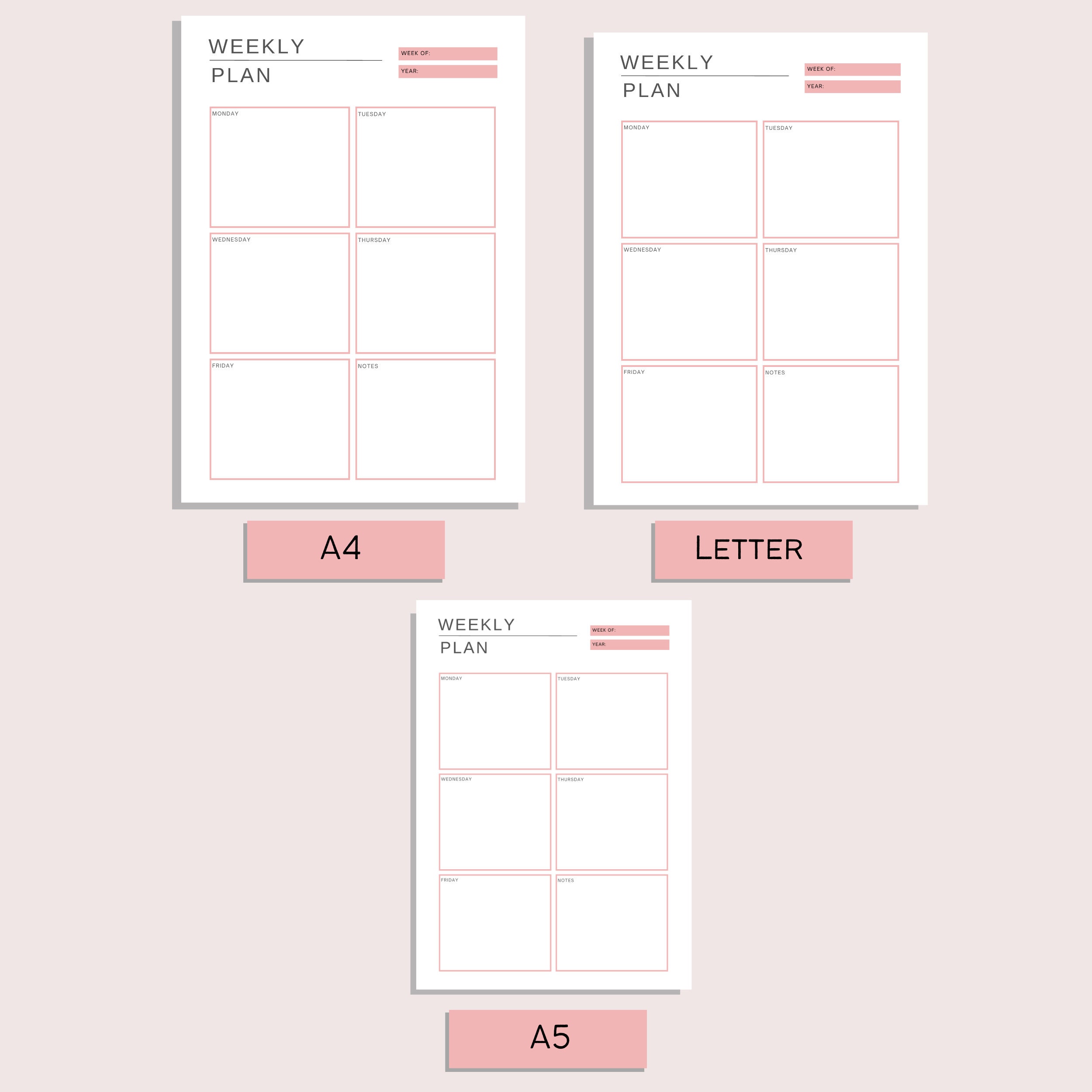 Five Day Weekly Plan | Printable Desk Organizer | Student Plan | Weekly ...