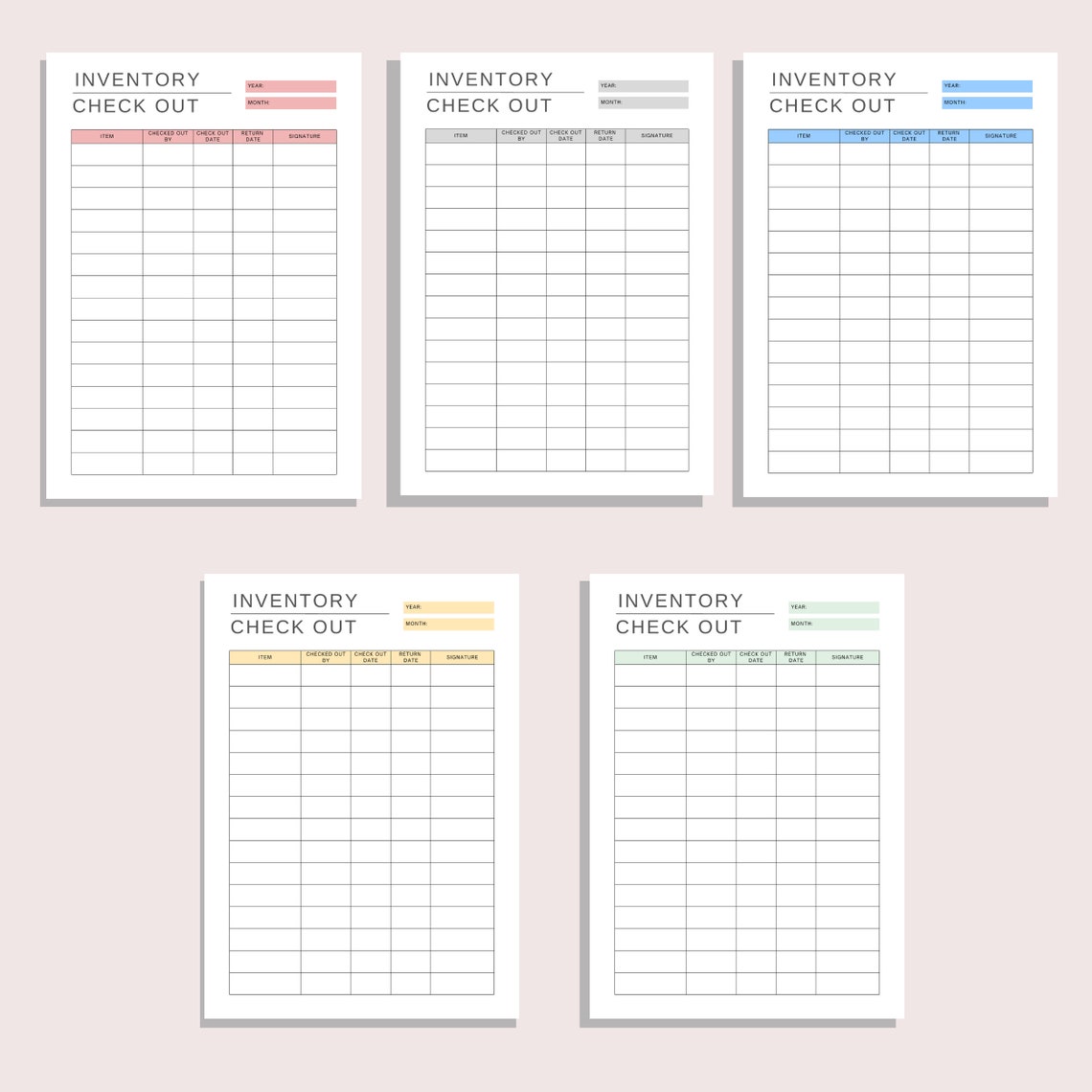 Inventory Check Out Sheet | Sign Out Form | Borrowing Tracker ...