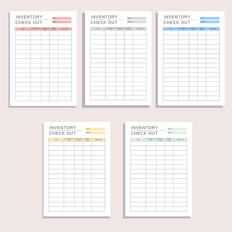 Inventory Check Out Sheet | Sign Out Form | Borrowing Tracker ...