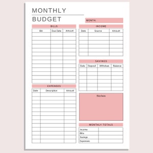 Monthly Budget Plan | Printable Finance Tracker | Expense Log | Budget ...